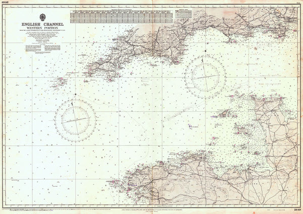 Vintage Nautical Chart - Admiralty Chart 2649 - English Channel, Weste ...