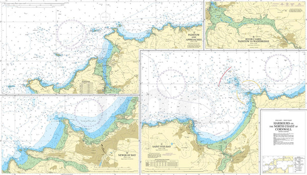 Nautical Chart Wallpaper - 1168 Harbours on the North Coast of Cornwal ...