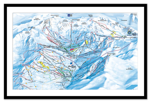 Framed Piste Map - Val Thorens & Les Menuires from Love Maps On...