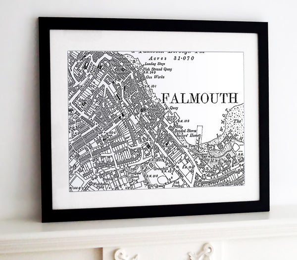 Framed Map - Custom Vintage Ordnance Survey Map - Victorian Street Map ...