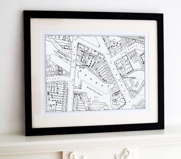 Framed Map - Custom Vintage Ordnance Survey Map - London Town Plans ...