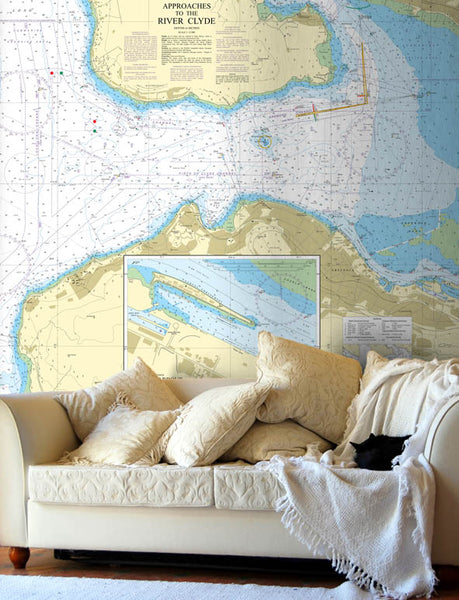Nautical Chart Wallpaper - 1994 Approaches to the River Clyde from Love ...