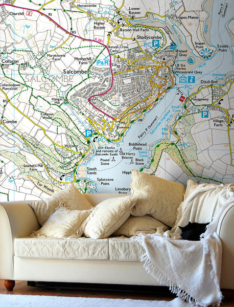 Map Wallpaper - Custom Ordnance Survey Explorer Map from Love Maps On...