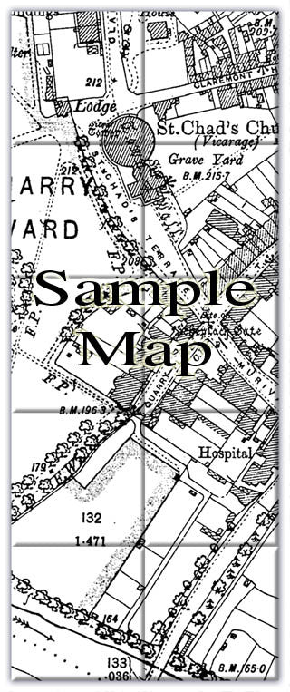 Ceramic Map Tiles - Personalised Vintage Ordnance Survey High Detail V ...