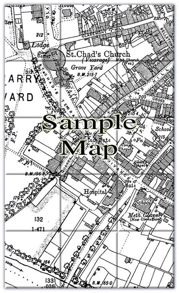 Ceramic Map Tiles - Personalised Vintage Ordnance Survey High Detail V ...