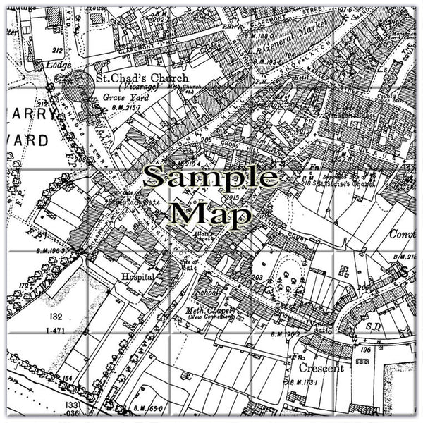 Ceramic Map Tiles - Personalised Vintage Ordnance Survey High Detail V ...