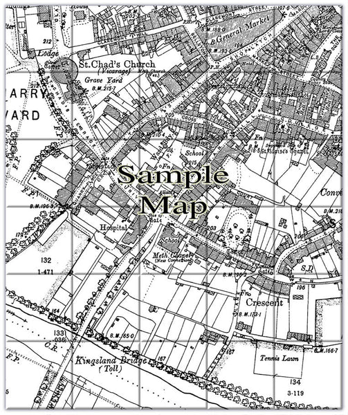 Ceramic Map Tiles - Personalised Vintage Ordnance Survey High Detail V ...