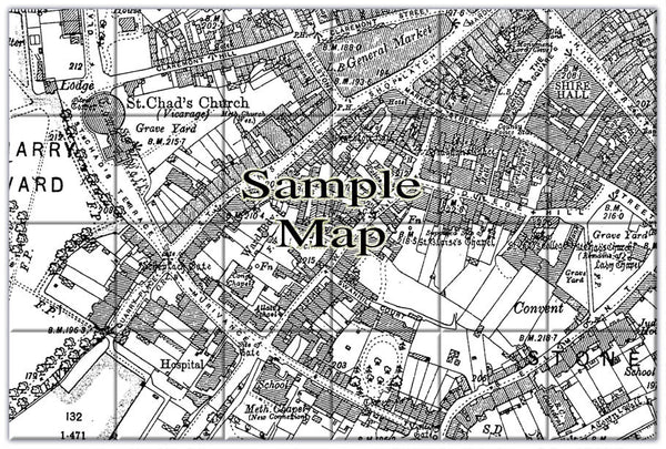 Ceramic Map Tiles - Personalised Vintage Ordnance Survey High Detail V ...