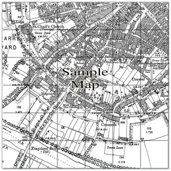 Ceramic Map Tiles - Personalised Vintage Ordnance Survey High Detail V ...