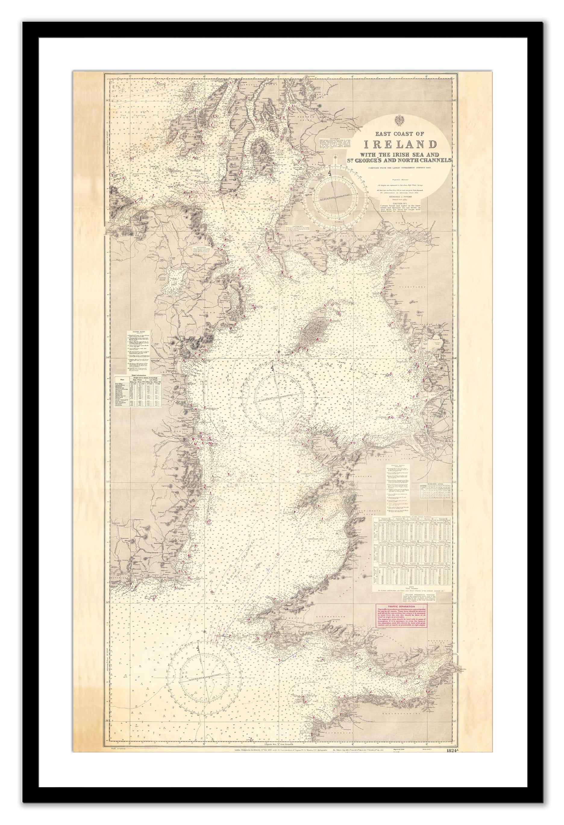 Framed Vintage Nautical Chart - Admiralty Chart 1824a - East Coast of ...