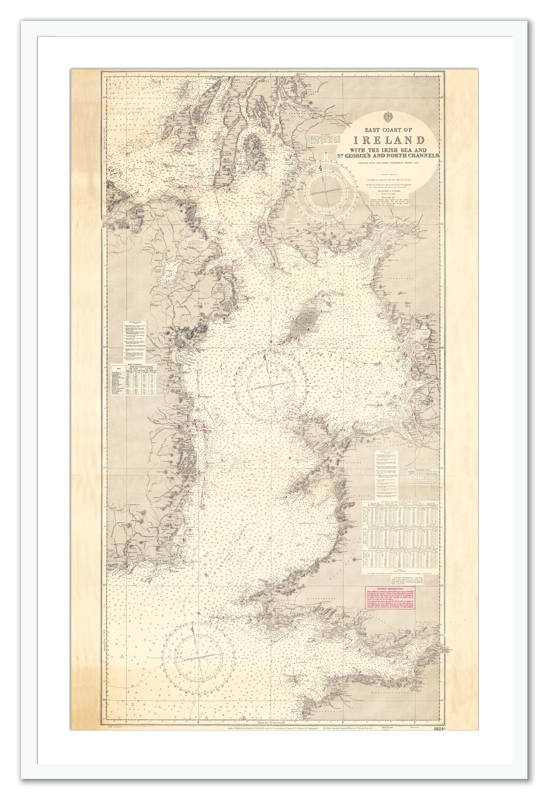Framed Vintage Nautical Chart - Admiralty Chart 1824a - East Coast of ...