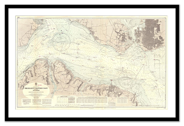 Framed Vintage Nautical Chart - Admiralty Chart 394 - The Solent - Eas ...